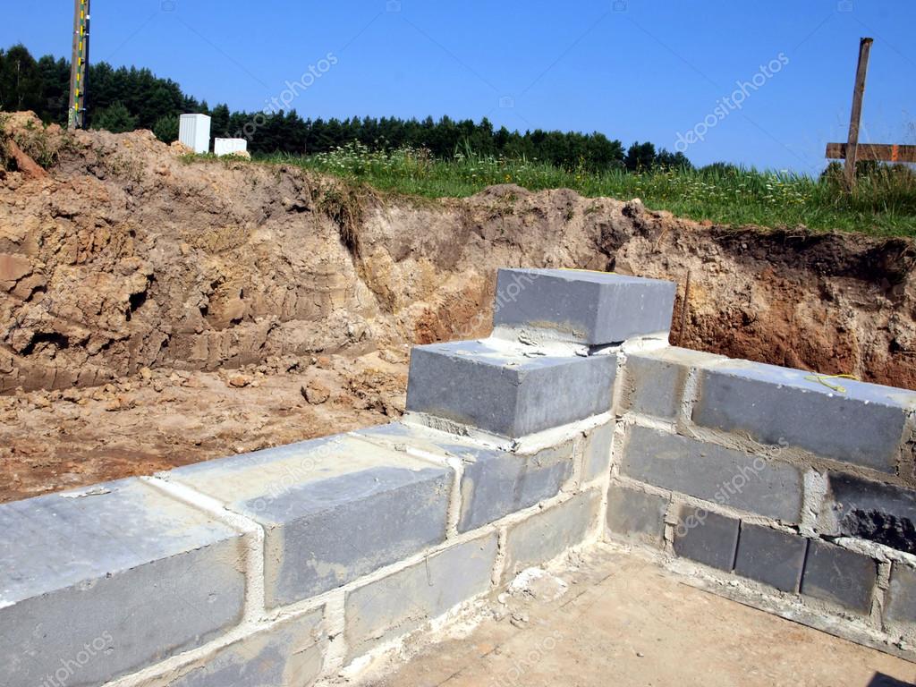 An initial stage of building the foundations of a residential ho Stock ...