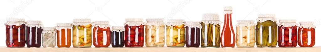 Long line of various preserves on a shelf Stock Photo by ©erierika 14074075