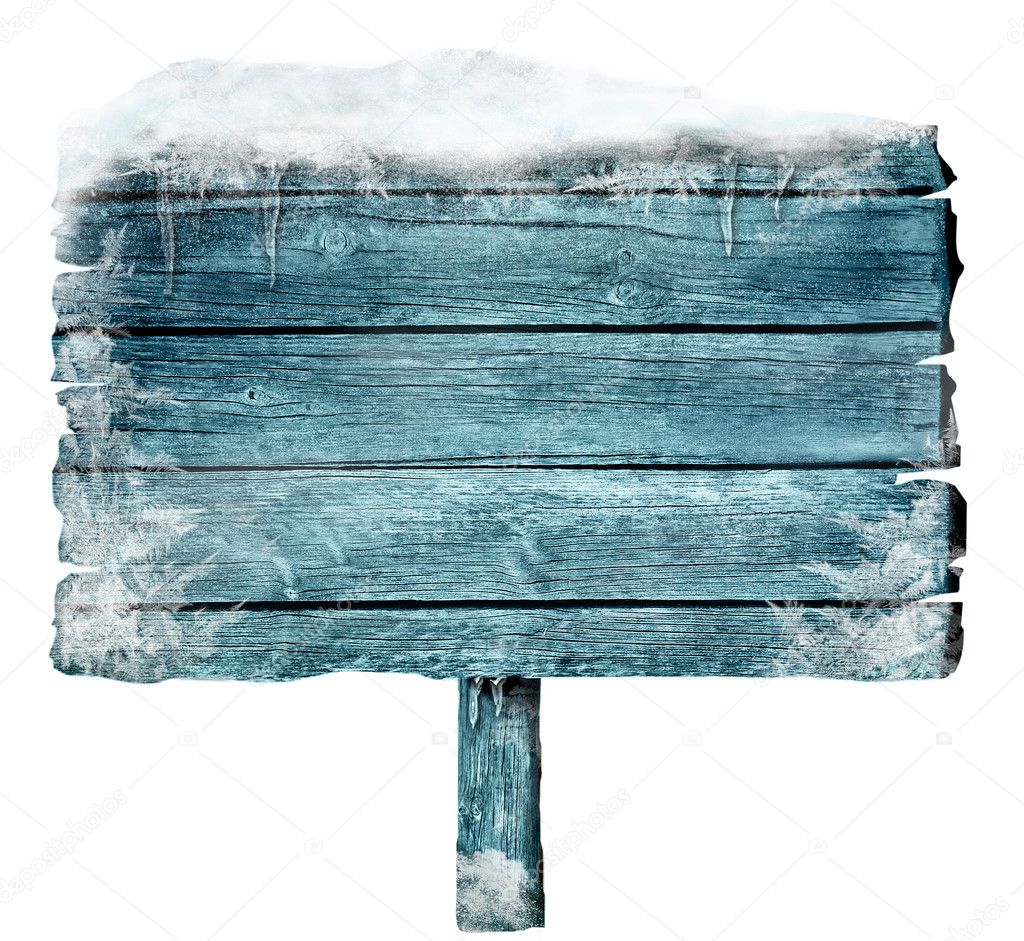 Wooden sign in winter — Stock Photo © mythja #14814037