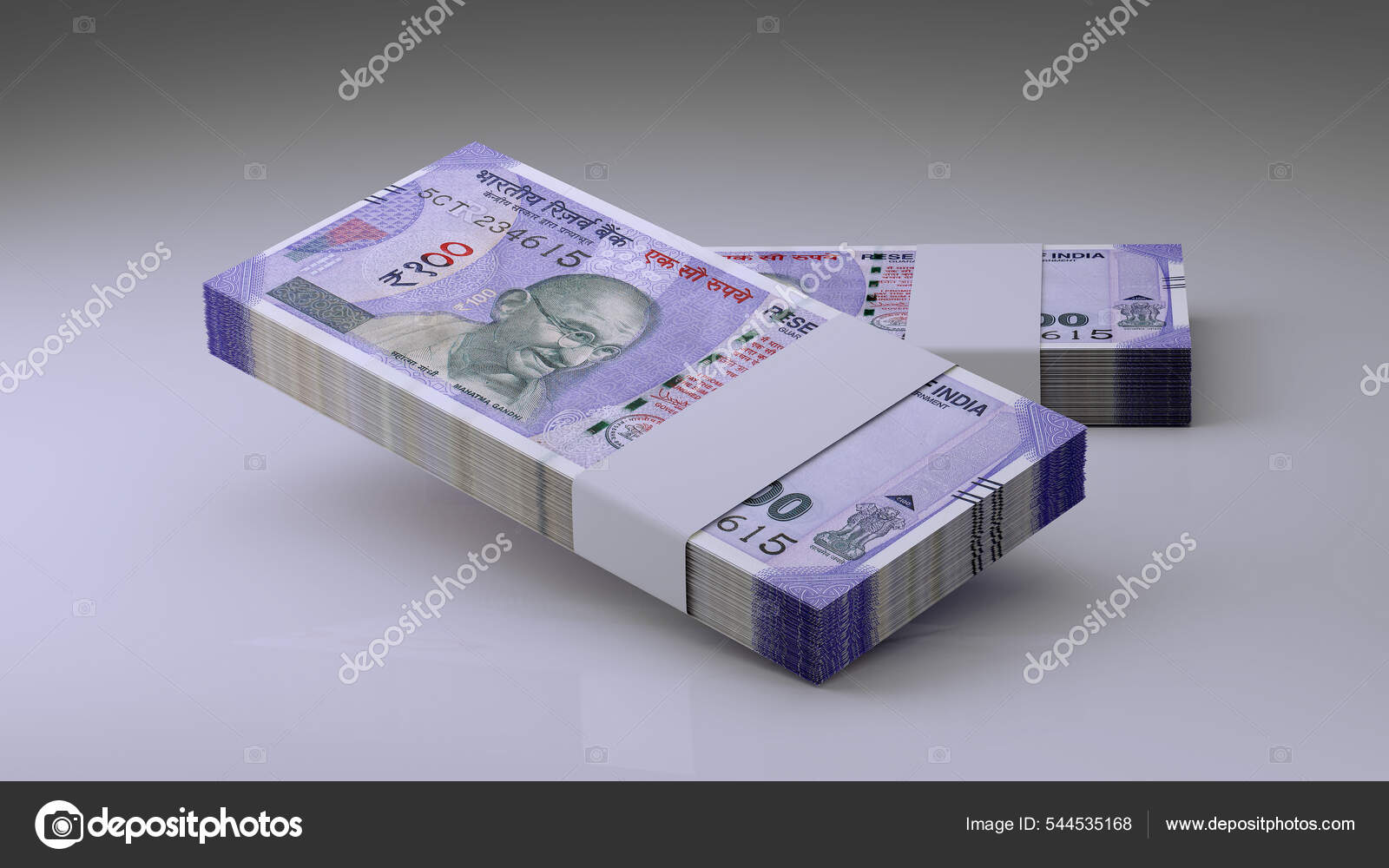 Indian Rupee 100 Currency Note Bundles Illustration — Stock Photo ...