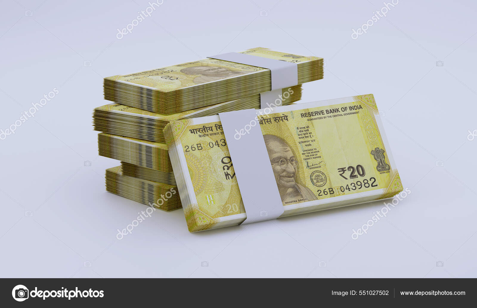 Indian Rupee Inr Currency Note Bundles Illustration — Stock Photo ...