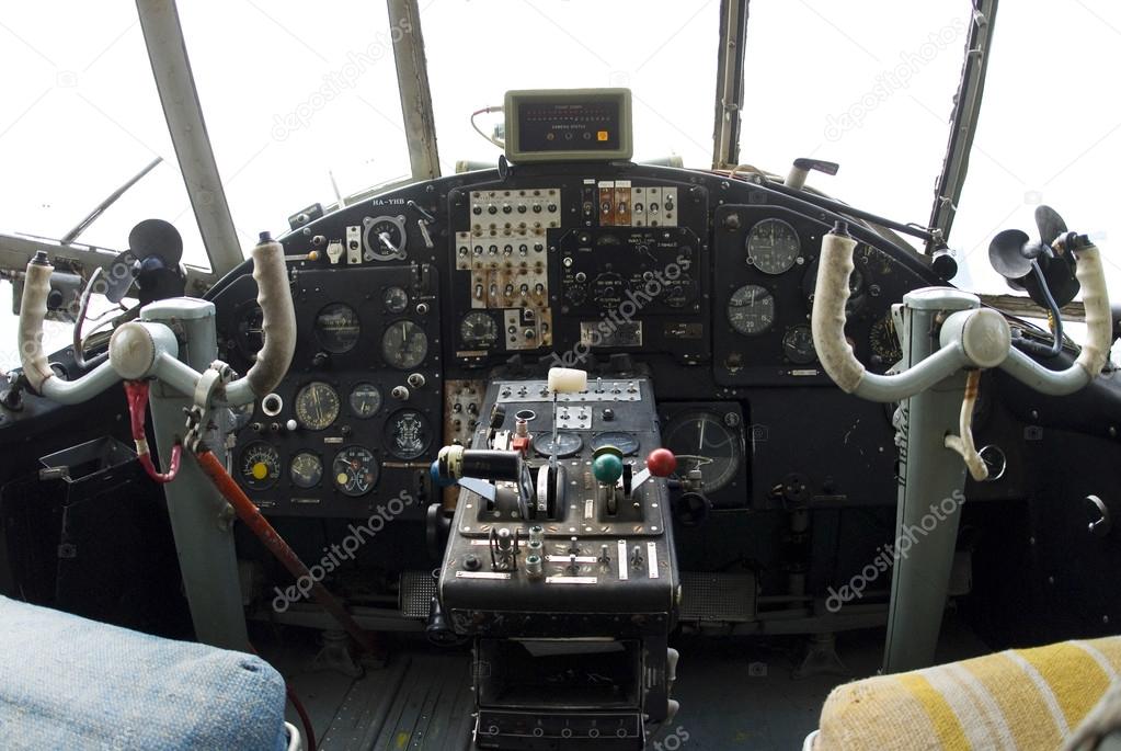 Controls and equipment in cockpit of airplane Stock Photo by ©gabczi ...