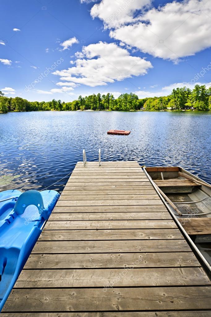 Dock on lake in summer cottage country — Stock Photo © elenathewise ...