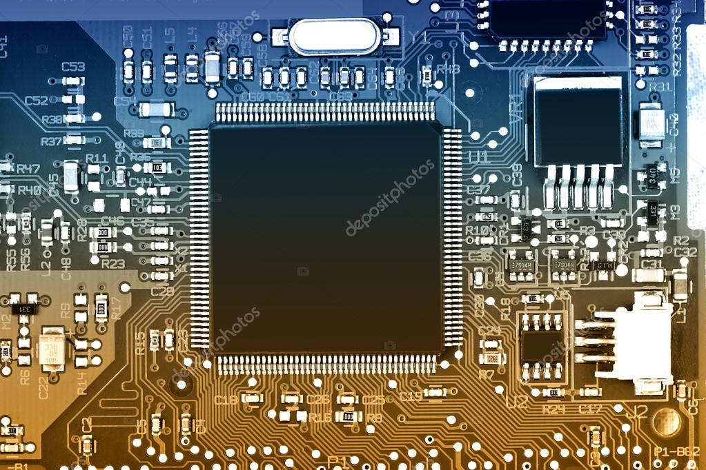Computer motherboard electrical components Stock Photo by ©VIZAFOTO ...