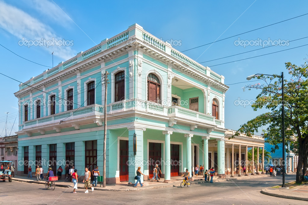 Traditional colonial style buildings located on main street – Stock ...