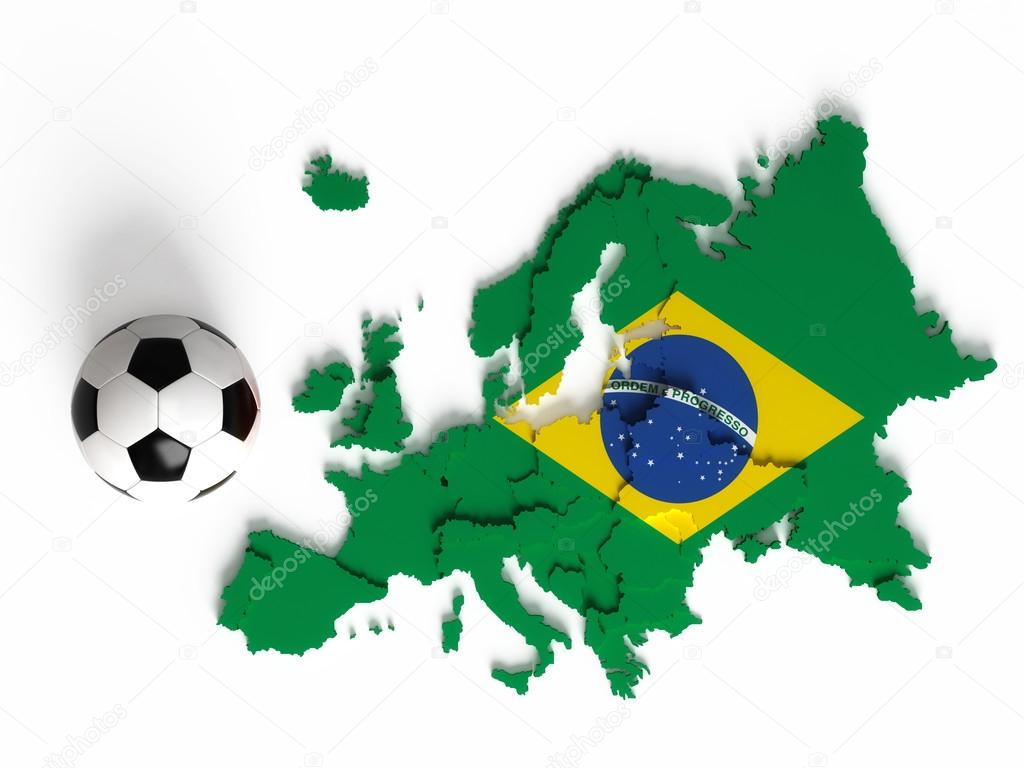 Brazilian flag on European map with national borders Stock Photo by ...