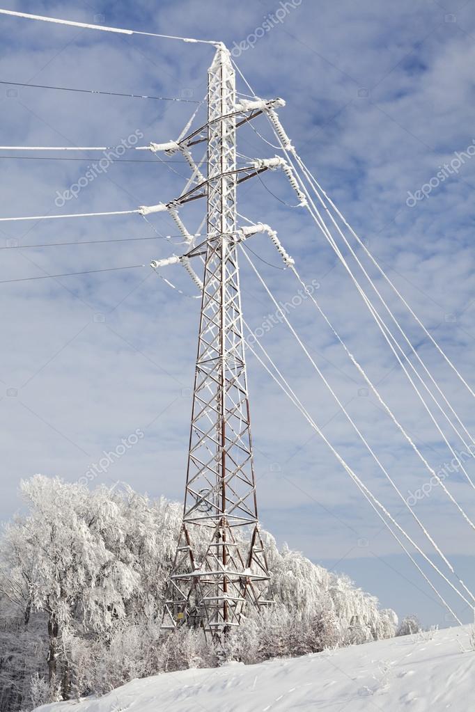 Frost crystals on Power Lines — Stock Photo © whitewizzard #17881241