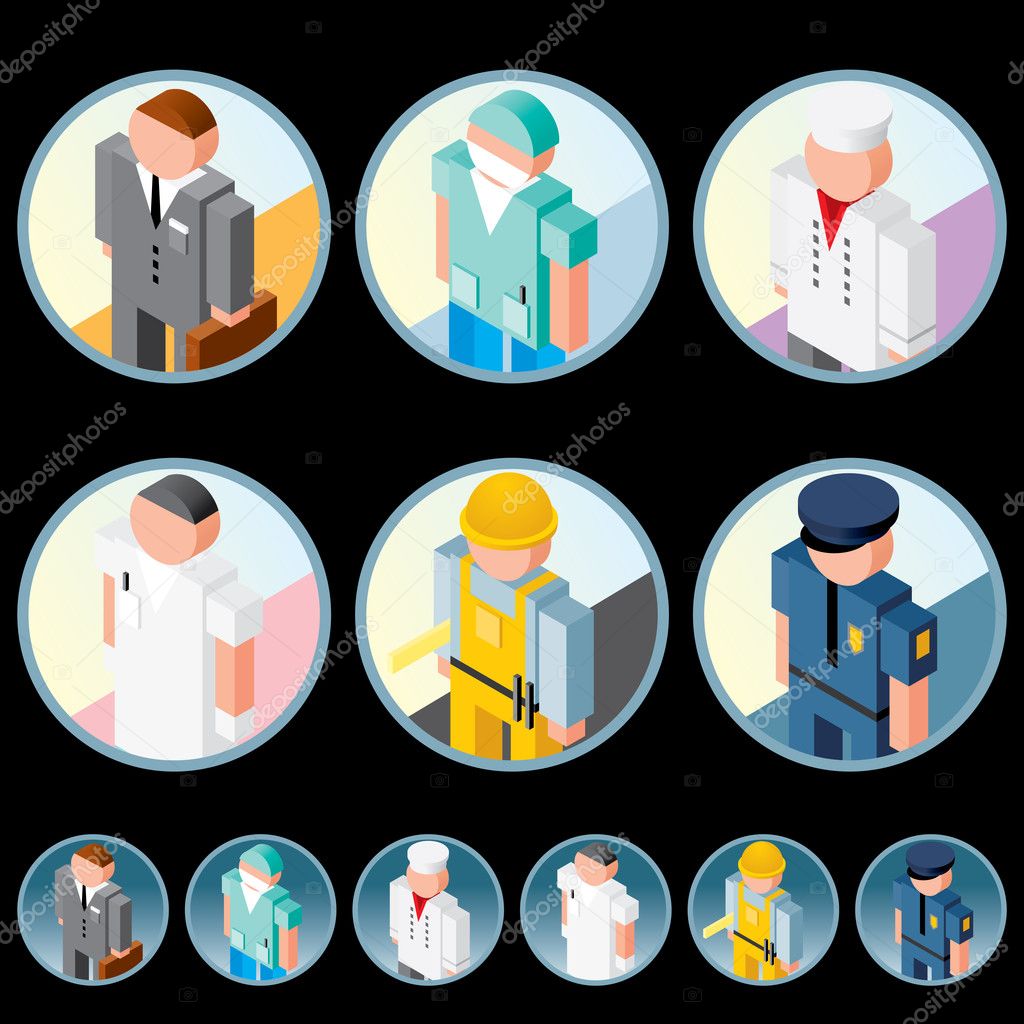 Occupation Icons. Isometric Vector Images — Stock Vector © PILart #19561301