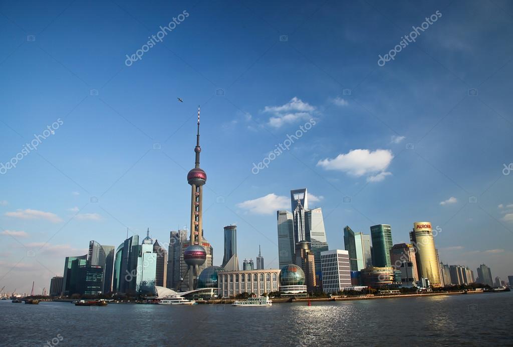 SHANGHAI - 16 ENE: Shanghai Pudong skyline view from the Bund - which is one of the Top Ten ...