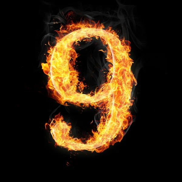 Fonts, numbers and symbols in fire for different purposes — Stock Photo ...