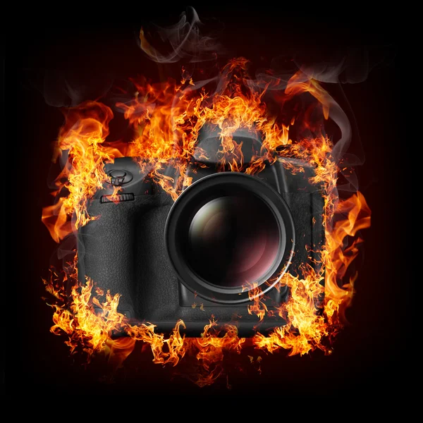 Burning objects and objects in fire on black background Stock Photo by ...