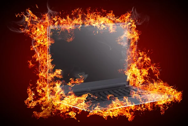 Burning objects and objects in fire on black background — Stock Photo ...