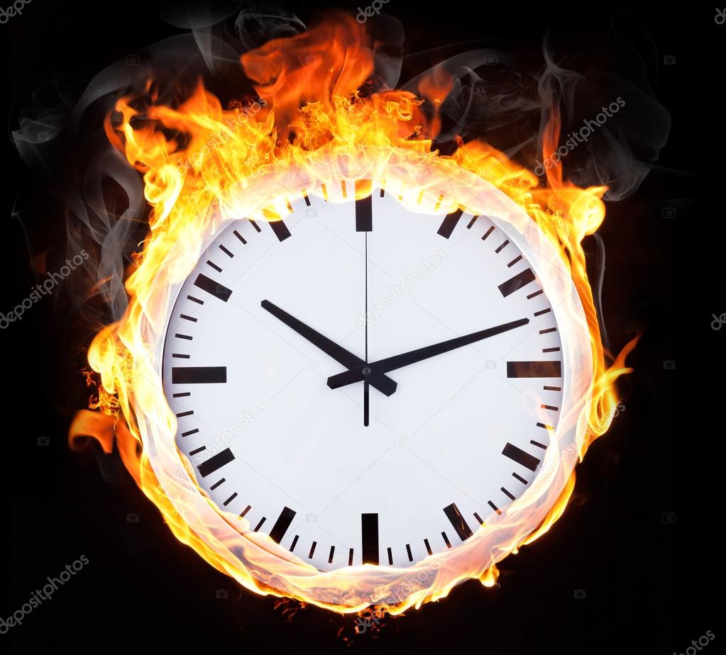 Burning objects and objects in fire on black background — Stock Photo ...