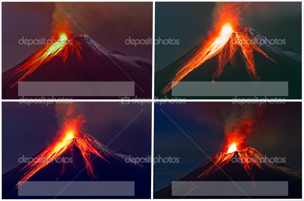 collage de erupción de volcán Tungurahua — Foto de stock © pxhidalgo ...
