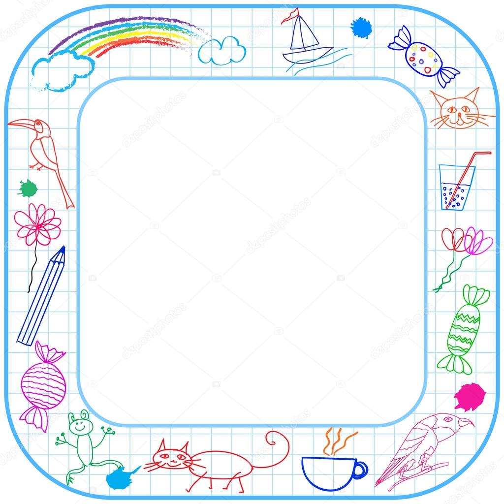 Marco con dibujo infantil — Vector de stock © Emukhin #29017579