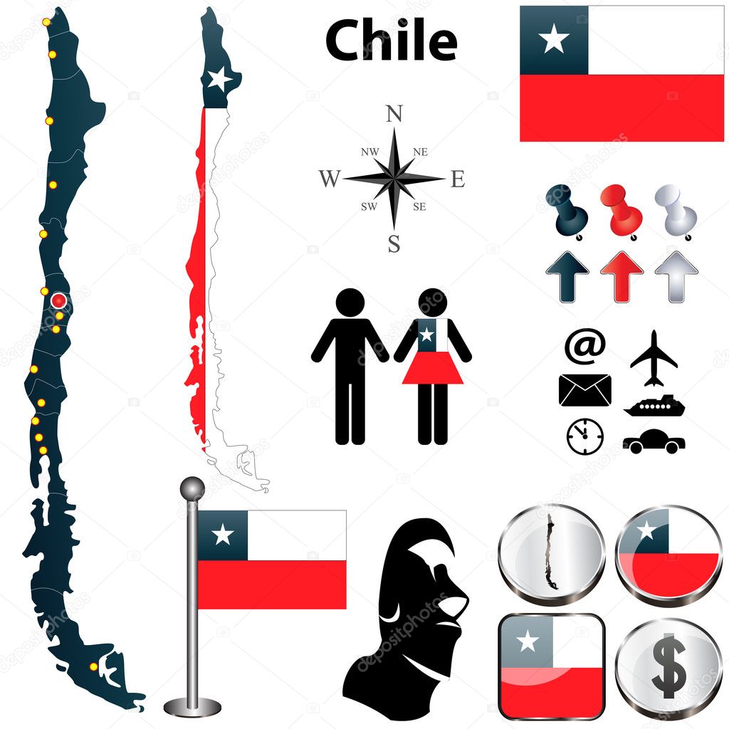 Mapa de chile — Vector de stock © sateda #21918375