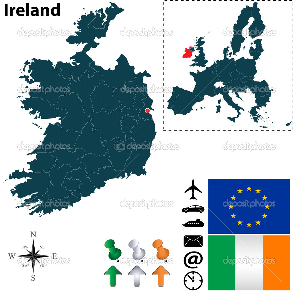 mapa da Irlanda com a União Europeia — Vetor de Stock © sateda #34713249