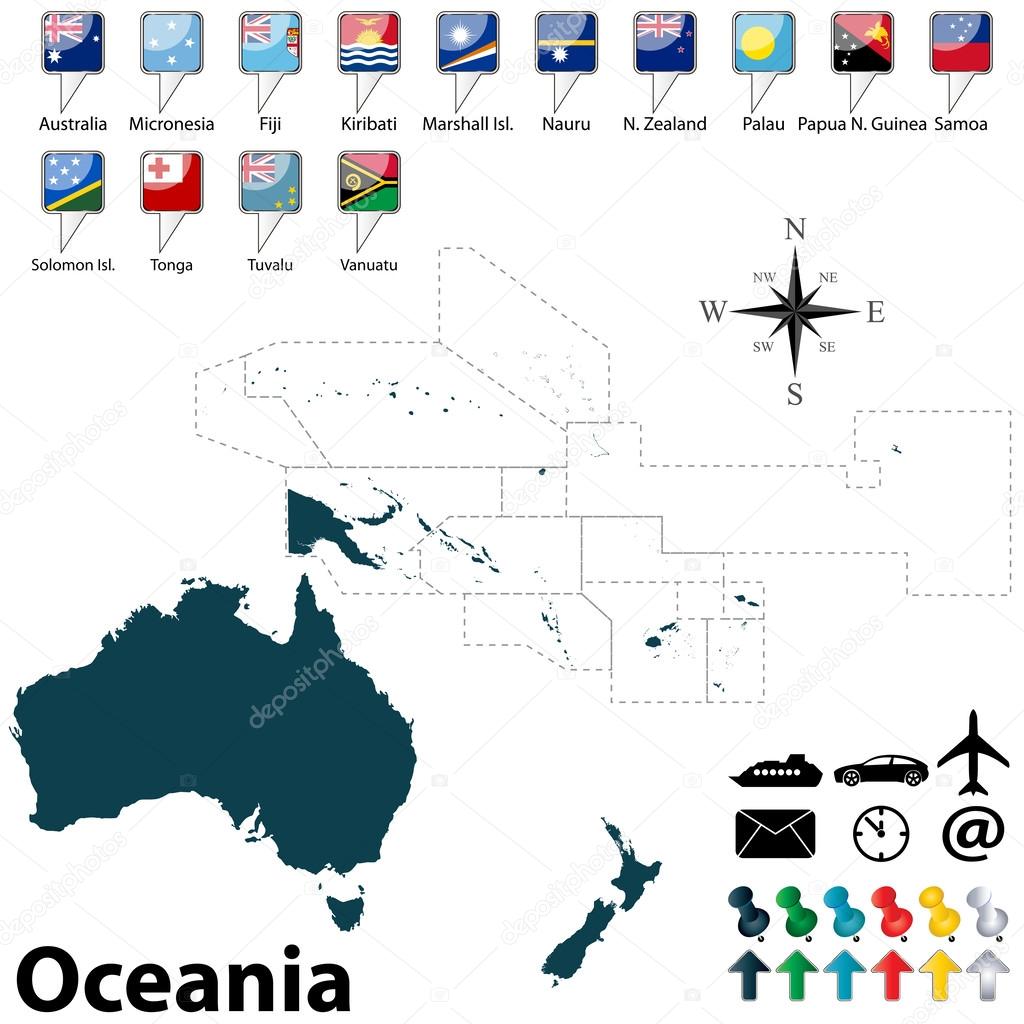 Mapa político da Oceania — Vetores de Stock © sateda #39061115