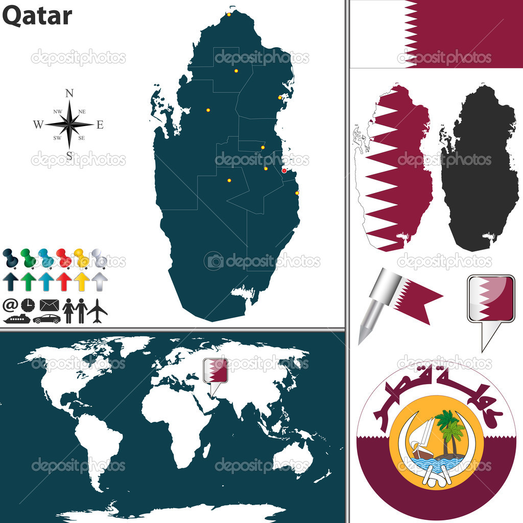 mapa de qatar — Vector de stock © sateda #41377309