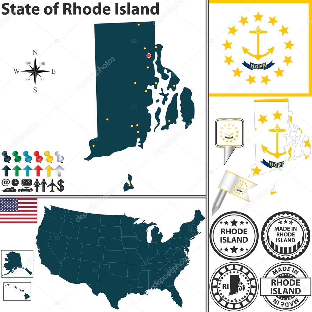 Map of state Rhode Island, USA Stock Vector Image by ©sateda #43081715