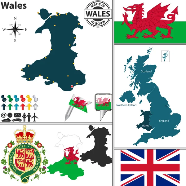 Map of wales Vector Art Stock Images | Depositphotos