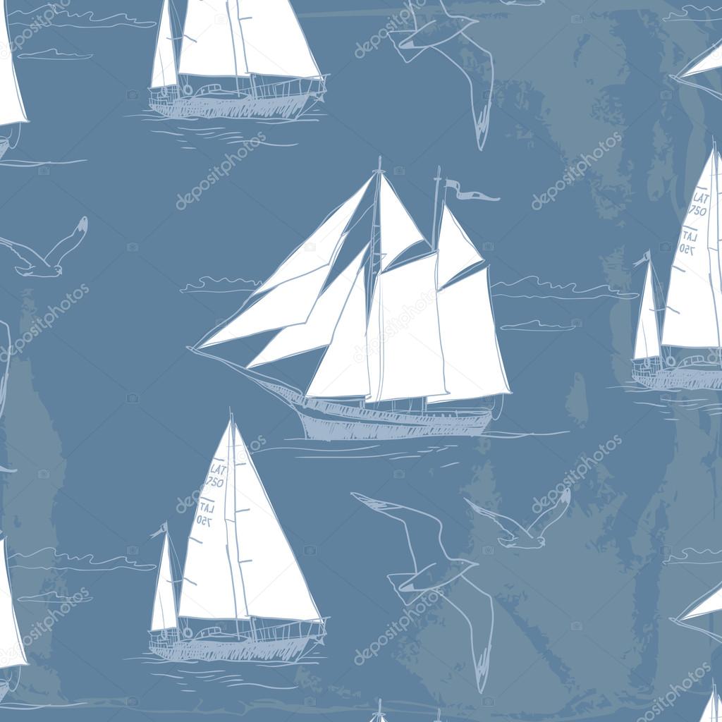 The yacht, sail the ocean. seamless pattern — Stock Vector © vera ...