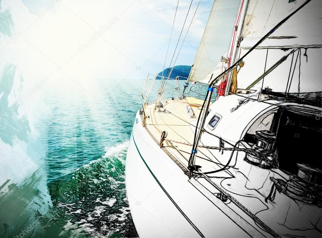 Yacht in the open sea — Stock Photo © Lebval #25794611