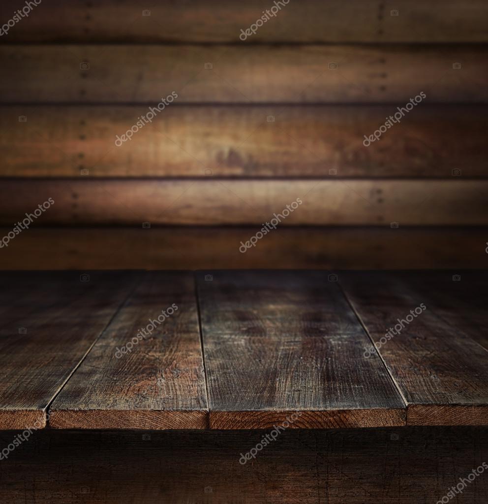 Old wooden table with wooden background — Stock Photo © Sandralise ...