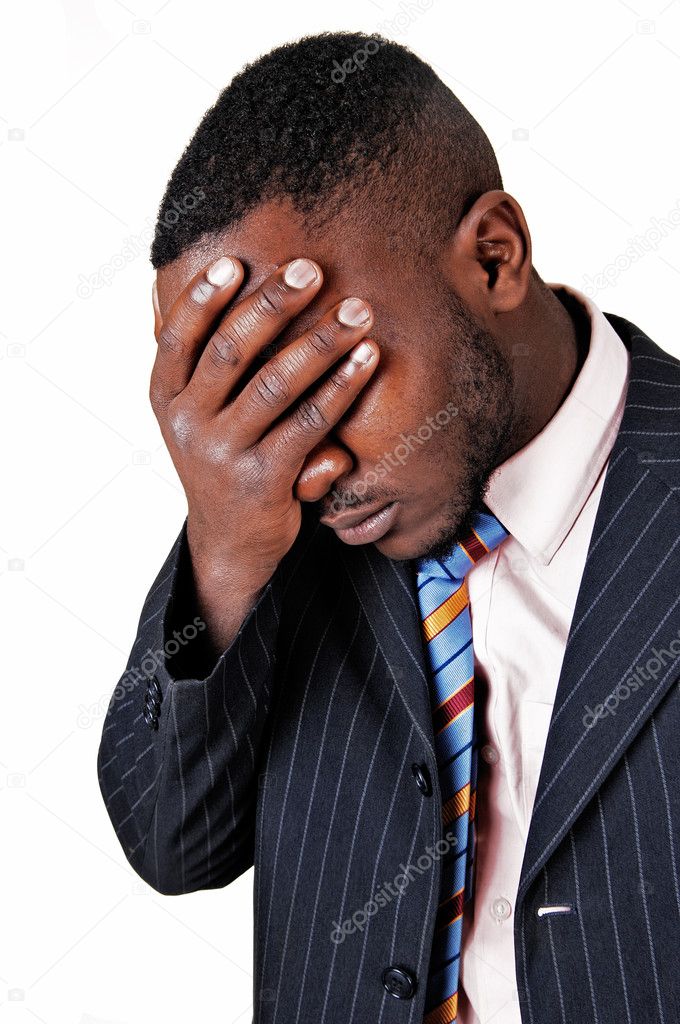 Frustrated black man. — Stock Photo © sucher #37459437