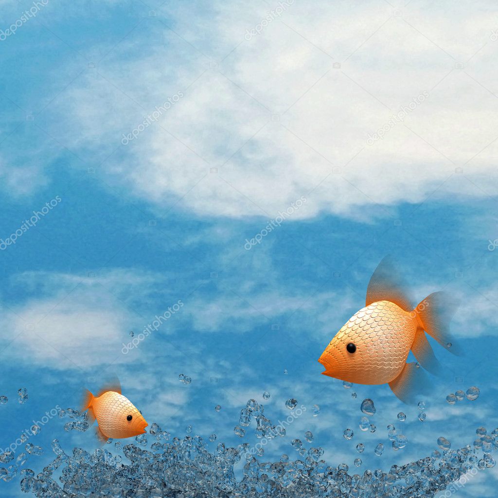 Water splash, fish and nice sky — Stock Photo © nicholashan #12431371