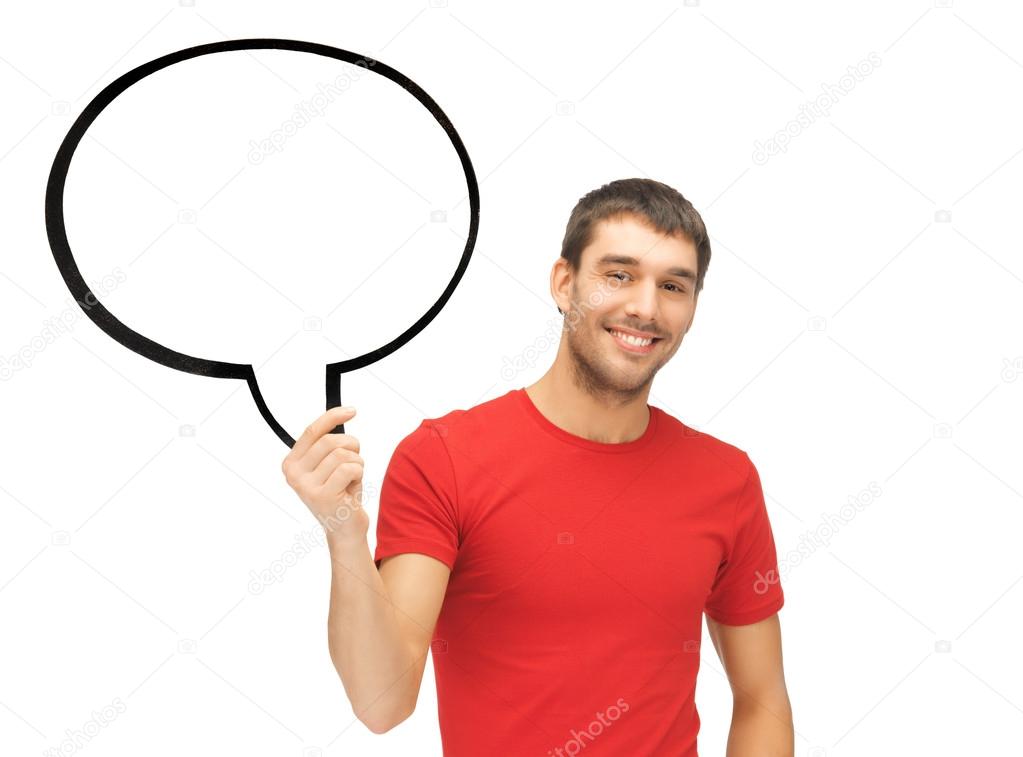 Smiling man with blank text bubble — Stock Photo © Syda_Productions ...
