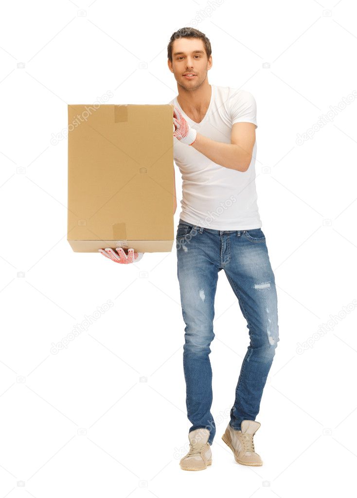 Handsome man with big box — Stock Photo © Syda_Productions #19421439