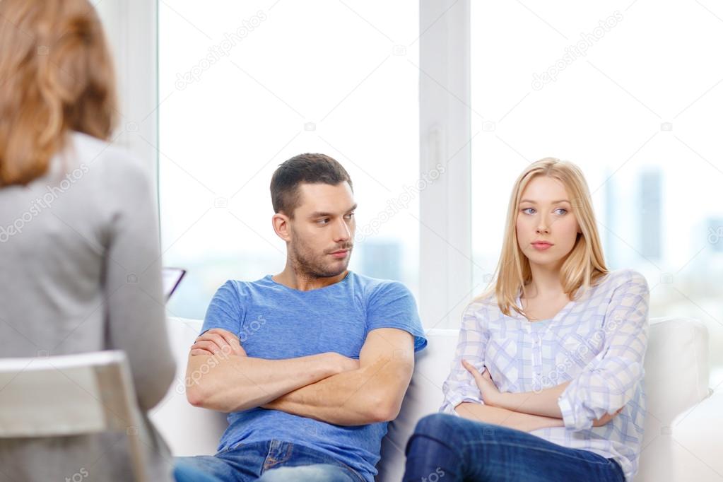Young couple with a problem at psychologist office Stock Photo by ©Syda ...