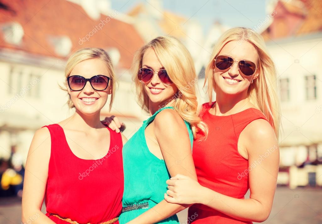 Three beautiful women in the city — Stock Photo © Syda_Productions ...