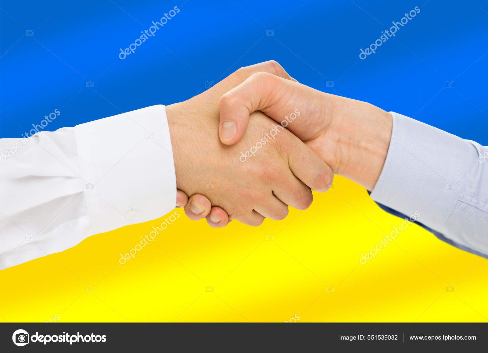 Close up of handshake over flag of ukraine colors — Stock Photo © Syda ...