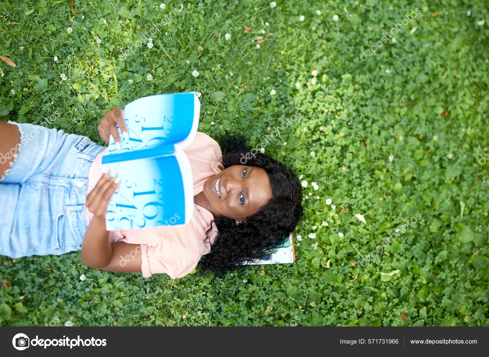 African student girl reading math textbook Stock Photo by ©Syda ...
