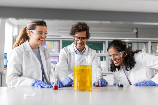 science research, work and people concept - international team of ...