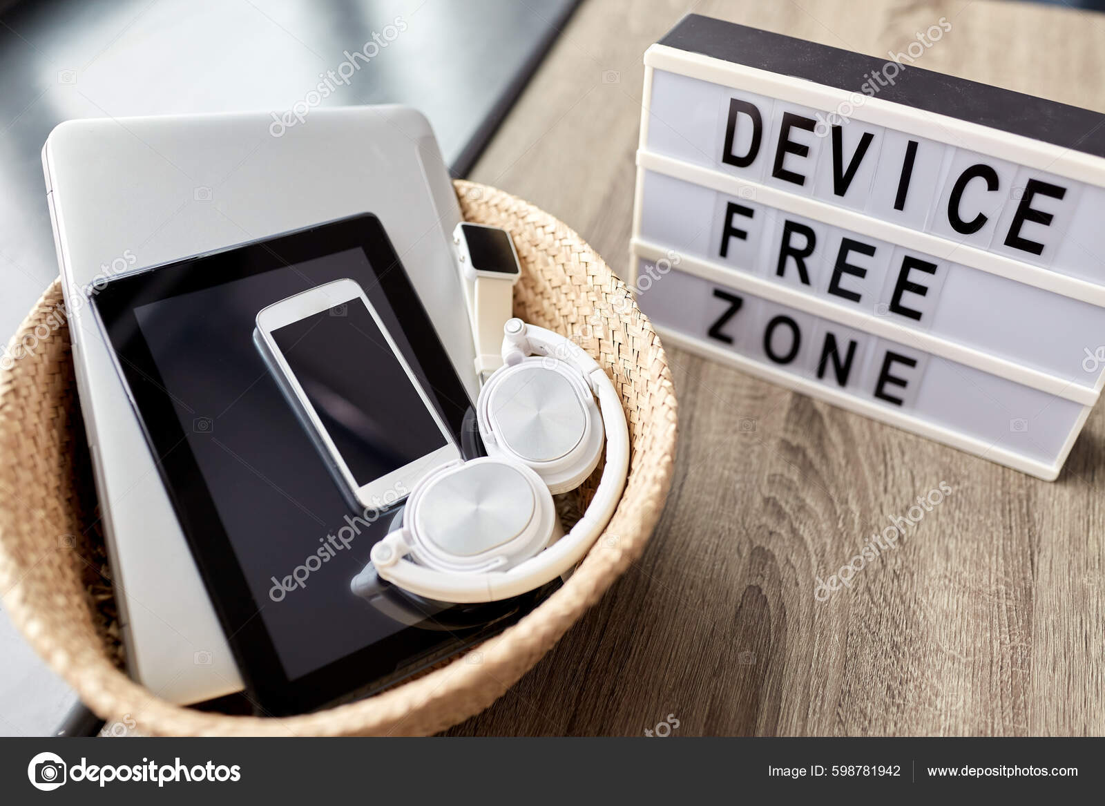 Digital Detox Technology Concept Close Device Free Zone Words Light ...