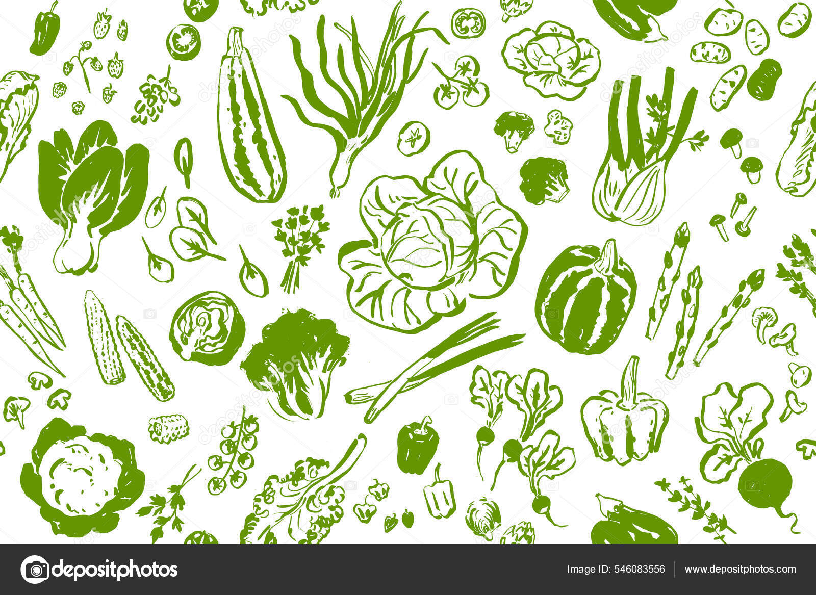Vegetable Drawing Seamless Hand Drawn Doodle Pattern Illustration Cook ...