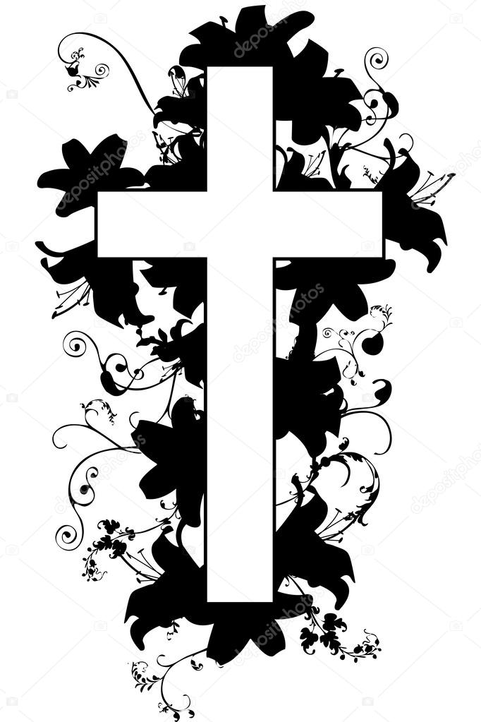 Christian cross and plant 21 — Stock Vector © galadon #51526153