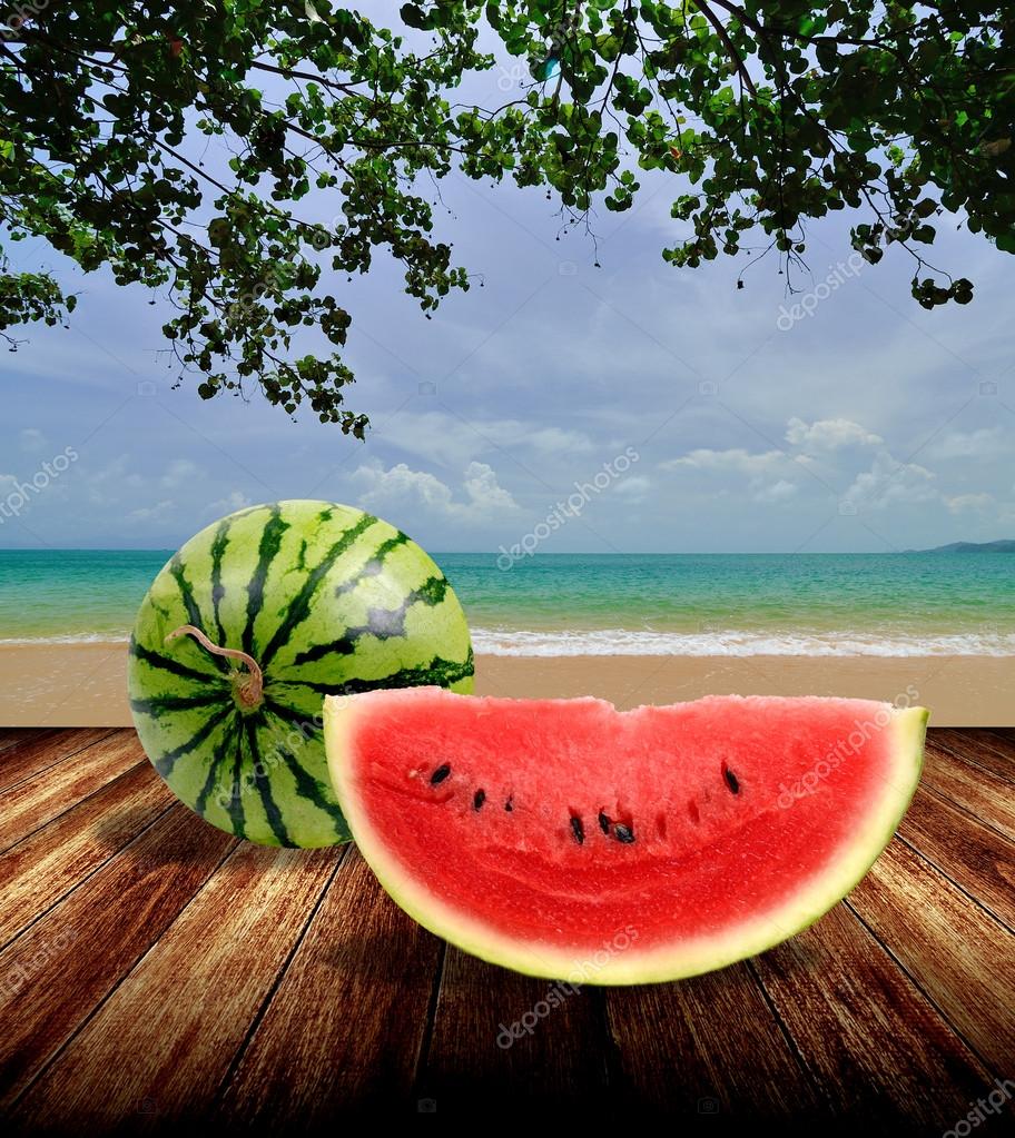 Watermelon from japan on beach, Summer concept Stock Photo by ©pixbox77 ...