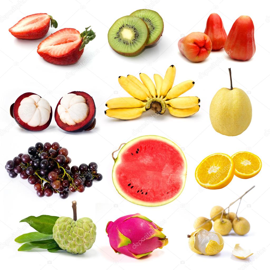 Set of organic fruit, Fruit isolated Stock Photo by ©pixbox77 37644653