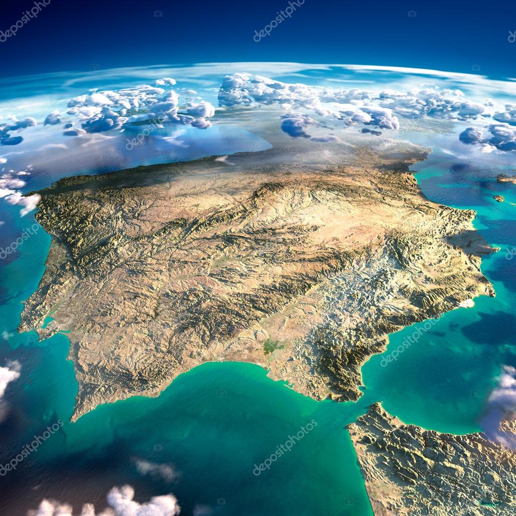 Fragments of the planet Earth. Spain and Portugal — Stock Photo ...
