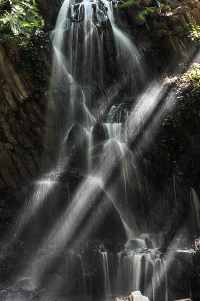 Waterfall with sun rays - Stock Image - Everypixel