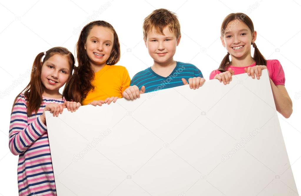 Two kids showing advertising Stock Photo by ©serrnovik 24686581