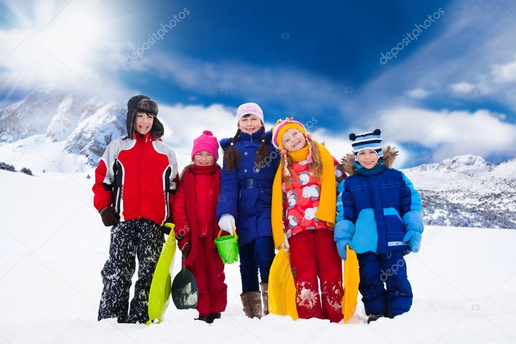 Kids outside in winter Stock Photo by ©serrnovik 28477777