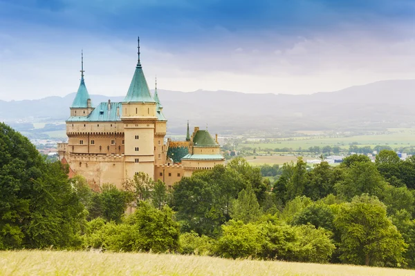 Bojnice castle towers and valley Stock Photo by ©serrnovik 32013159