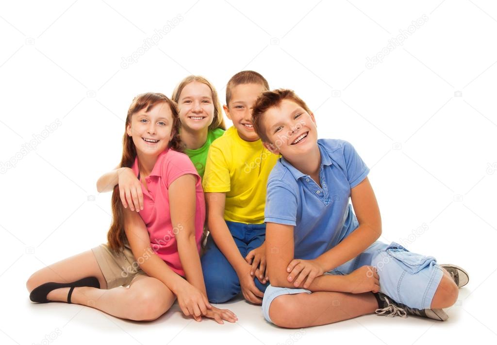 Group of kids sitting isolated — Stock Photo © serrnovik #32011935