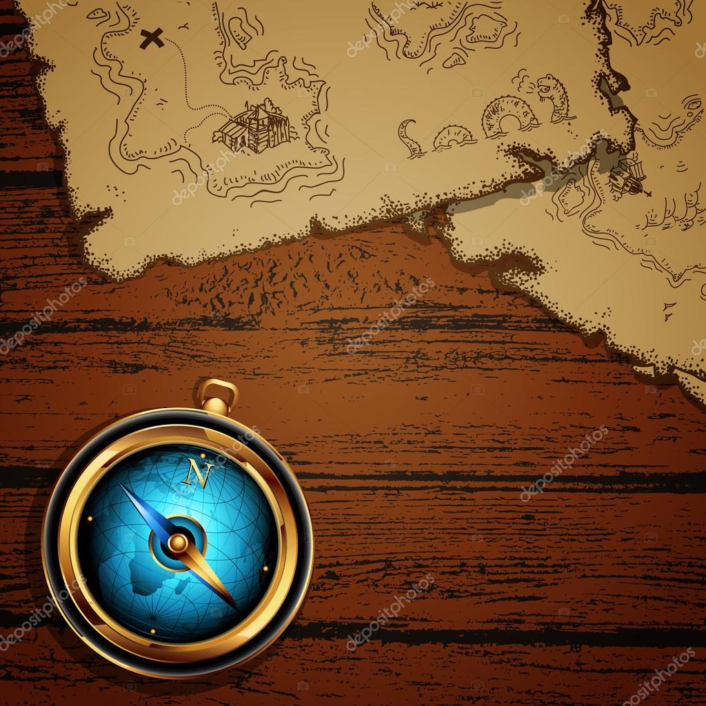 Marine theme, compass & map Stock Vector Image by ©kjolak #50311405