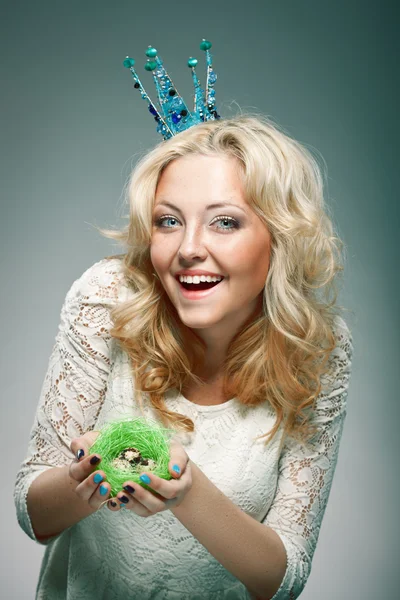 Woman wearing princess crown — Stock Photo © lenanet #40221369